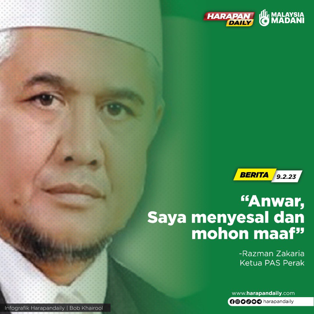 Harapandaily on Twitter: "Pesuruhjaya PAS Perak Razman Zakaria memohon maaf kepada Anwar Ibrahim ...