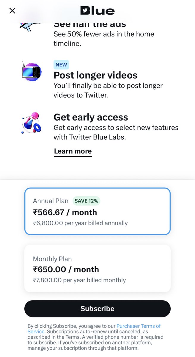 Telugu Scribe on Twitter: "#TwitterBlue is officially launched in India.. The prices are as ...