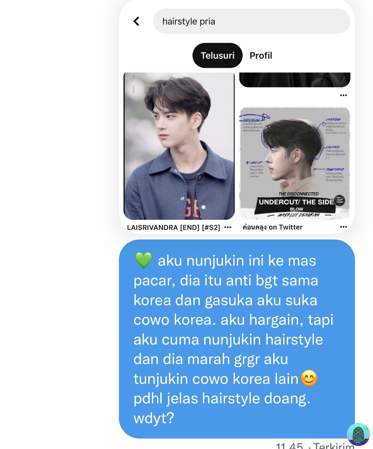 Tanyarl ㅡ Dilarang 🔞 on Twitter: "💚 menurut kalian gimana? aku yang salah ya? :) https://t.co ...