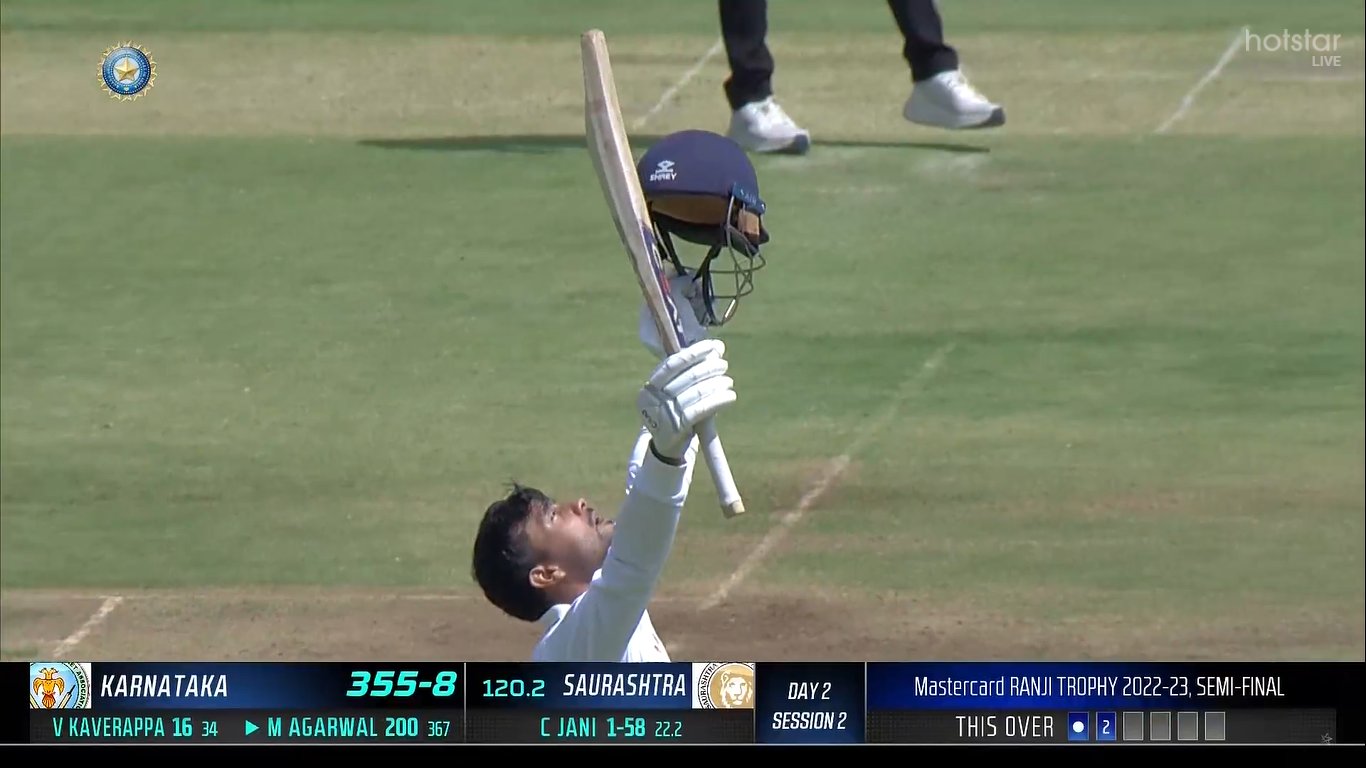 Mufaddal Vohra on Twitter: "A double century by Mayank Agarwal in the Semis of Ranji Trophy - a ...