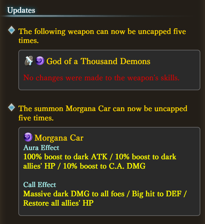 Granblue EN (Unofficial) on Twitter: "God of a Thousand Demons, Morgana Car, and Baihu weapon 5 ...