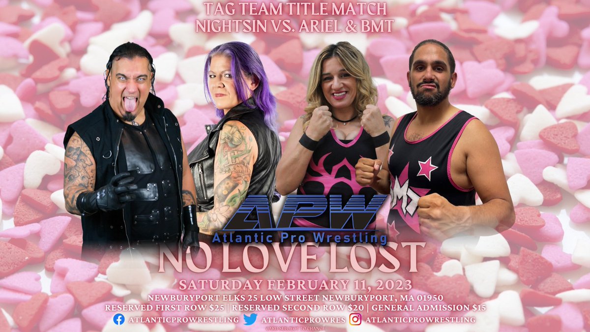 Atlantic Pro Wrestling on Twitter: "TICKETS WILL BE AVAILABLE ONLINE UNTIL 8pm TOMORROW.* THAT ...