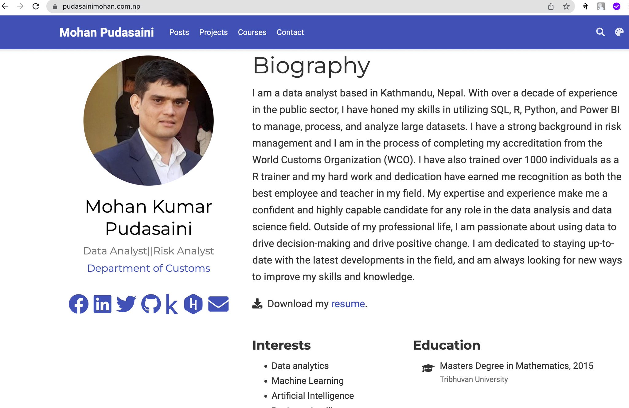 mohan pudasaini on Twitter: "Excited to announce the launch of my personal portfolio website ...