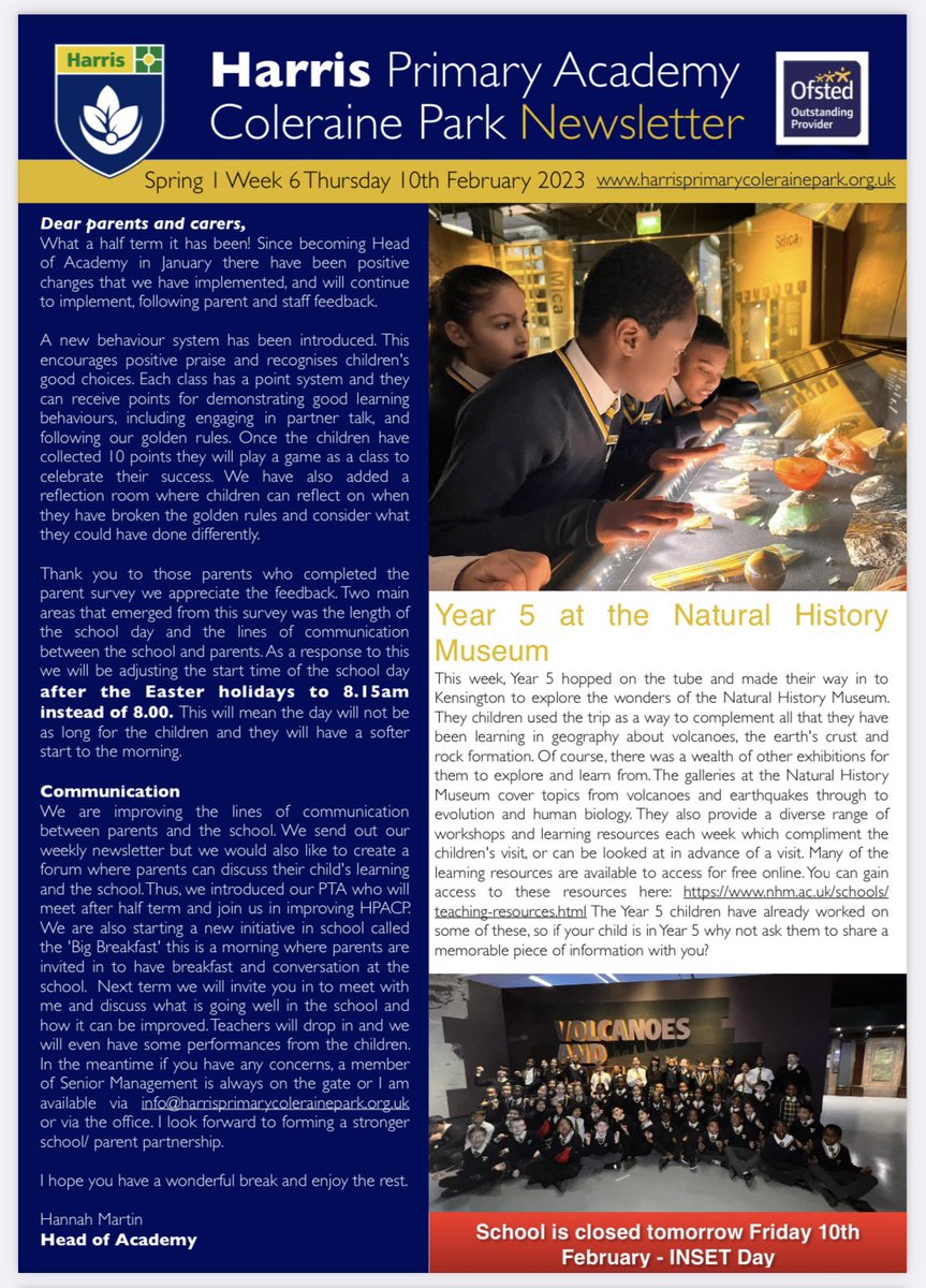 Welcome to Harris Primary Academy Coleraine Park