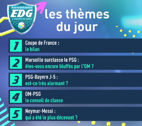 L'ÉQUIPE de Greg on Twitter: "📜LES THÈMES DU JOUR📜 🏆 Coupe de France : le bilan 🔵 OM-PSG ...