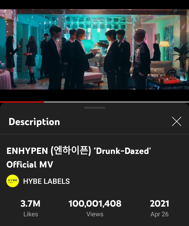 TEAM JAKE on Twitter: "090223 | YOUTUBE YEYYYYYY HAPPY 100M VIEWS DRUNK-DAZED! 🎉🥳 #ENHYPEN #엔하이픈 ...