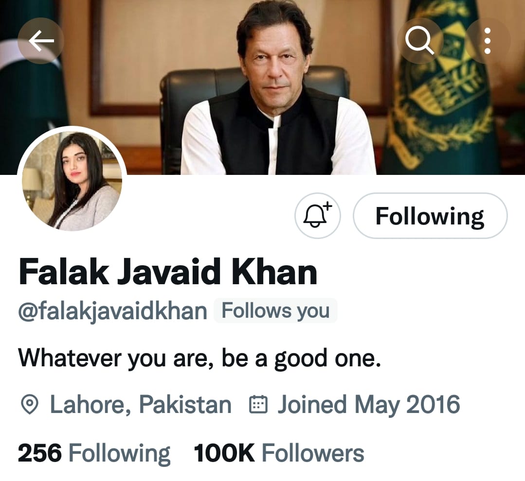 Falak Javaid Khan on Twitter: "100k followers Thank you my twitter family for your love and kind ...