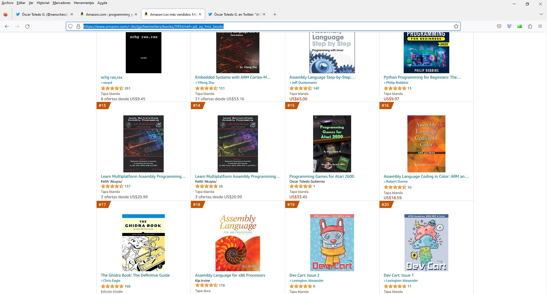 Óscar Toledo G. on Twitter: "My book Programming Games for Atari 2600 reached place #15 today ...