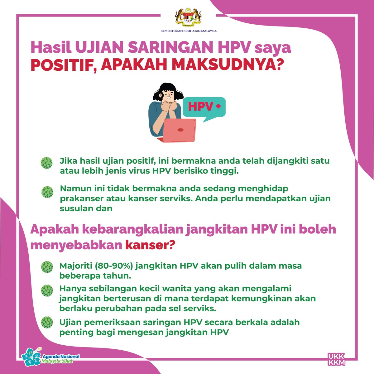 KKMalaysia🇲🇾😷 on Twitter: "Siri 3️⃣- Jangkitan HPV 📌Hasil ujian saringan HPV saya POSITIF ...