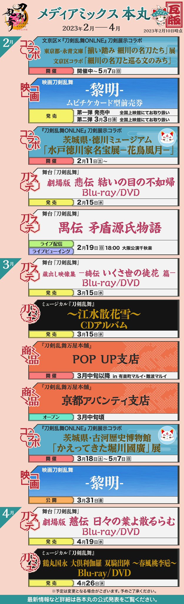 刀剣乱舞 本丸通信 【公式】 On Twitter さあ、見ていってちょうだい! 刀剣乱舞 メディアミックス本丸瓦版! あたし、もものすけが今月もメディアミックス本丸を中心に様々な本丸情報