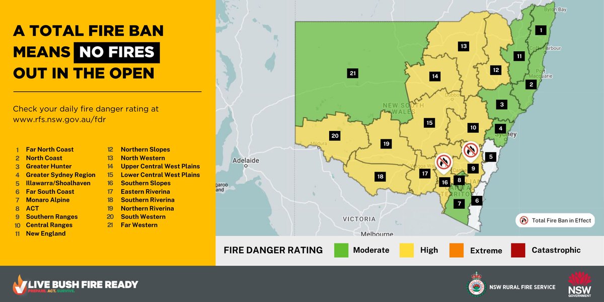 NSW RFS on Twitter: "A Total Fire Ban will be in place tomorrow, Saturday 11 February 2023 for ...