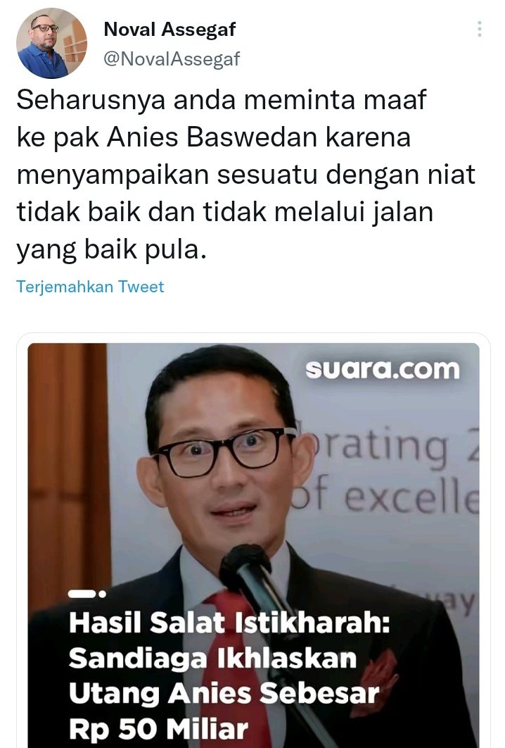 Chusnul ch🌺timah on Twitter: "Kasian @sandiuno ini. Dia yg ajak Anies dan yg kasih utang. Erwin ...