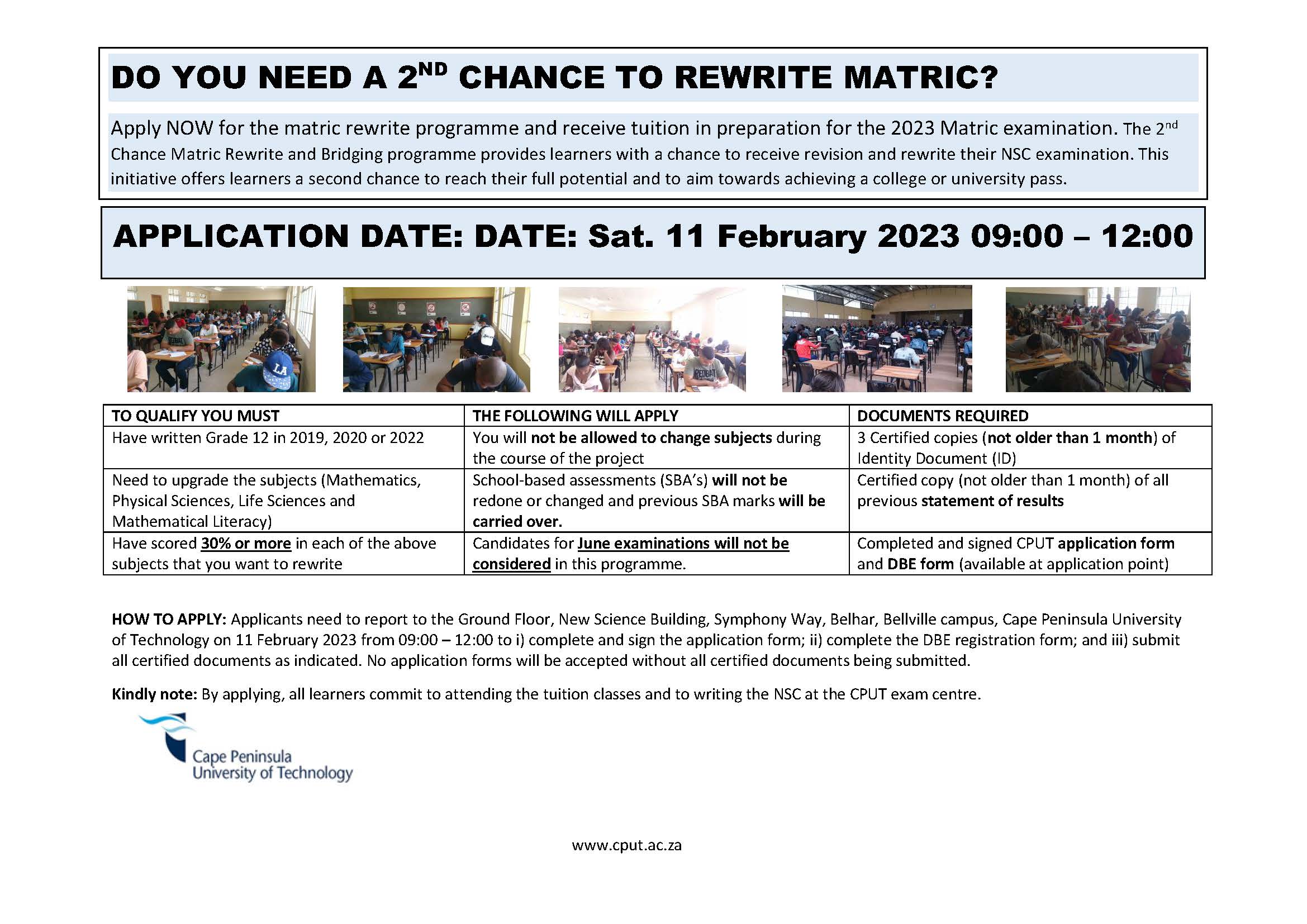 CPUT on Twitter: "Apply NOW for the matric rewrite programme and receive tuition in preparation ...