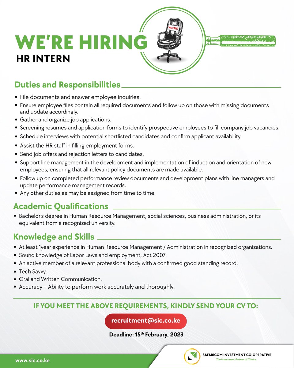 Safaricom Investment Co-operative on Twitter: "We are looking to hire a ...