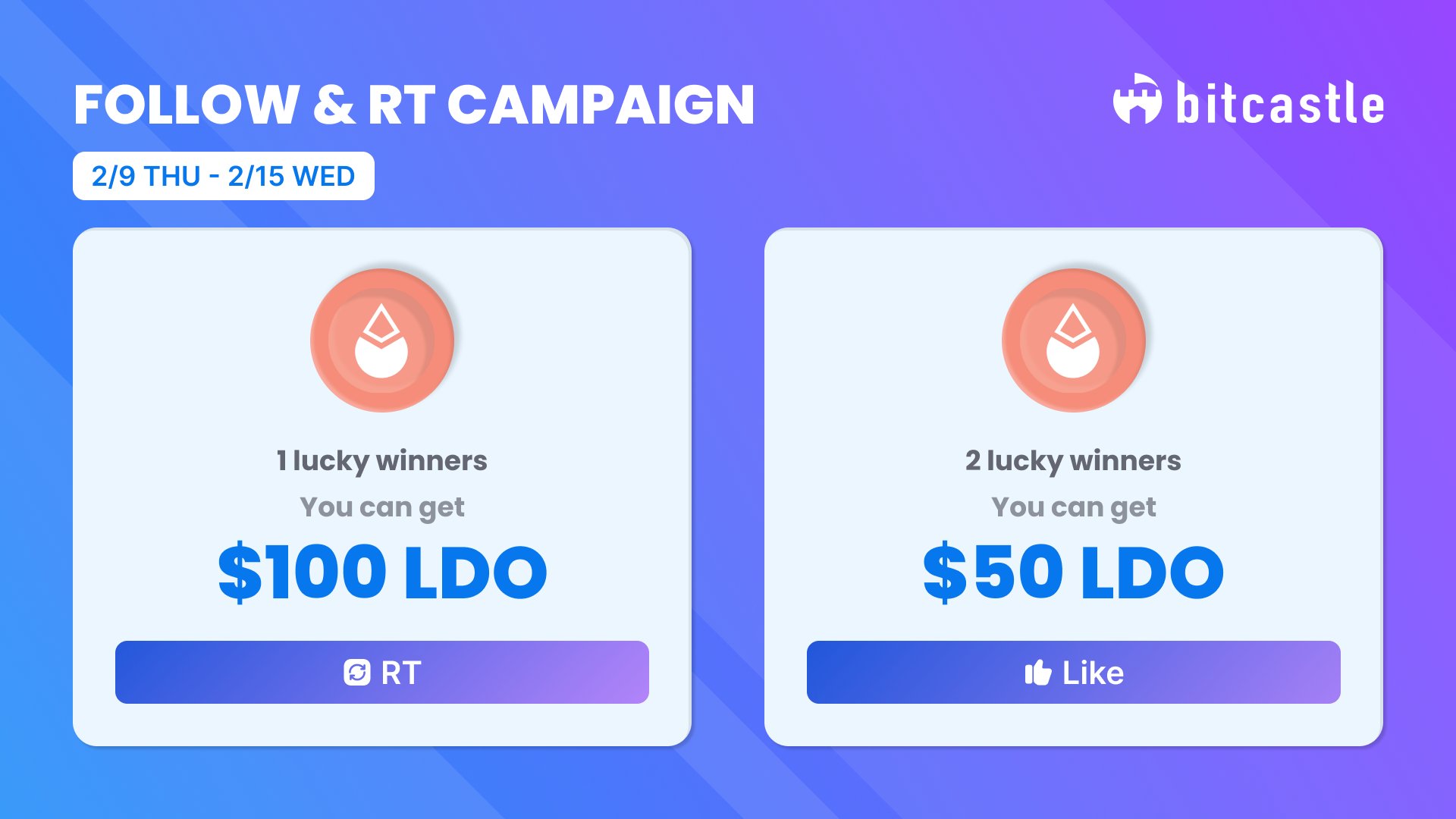 bitcastle on Twitter: "📅Day2 Celebrating Listing ／ 🎁Lido DAO ( $LDO ) \ Follow us 🔁RT or like ...