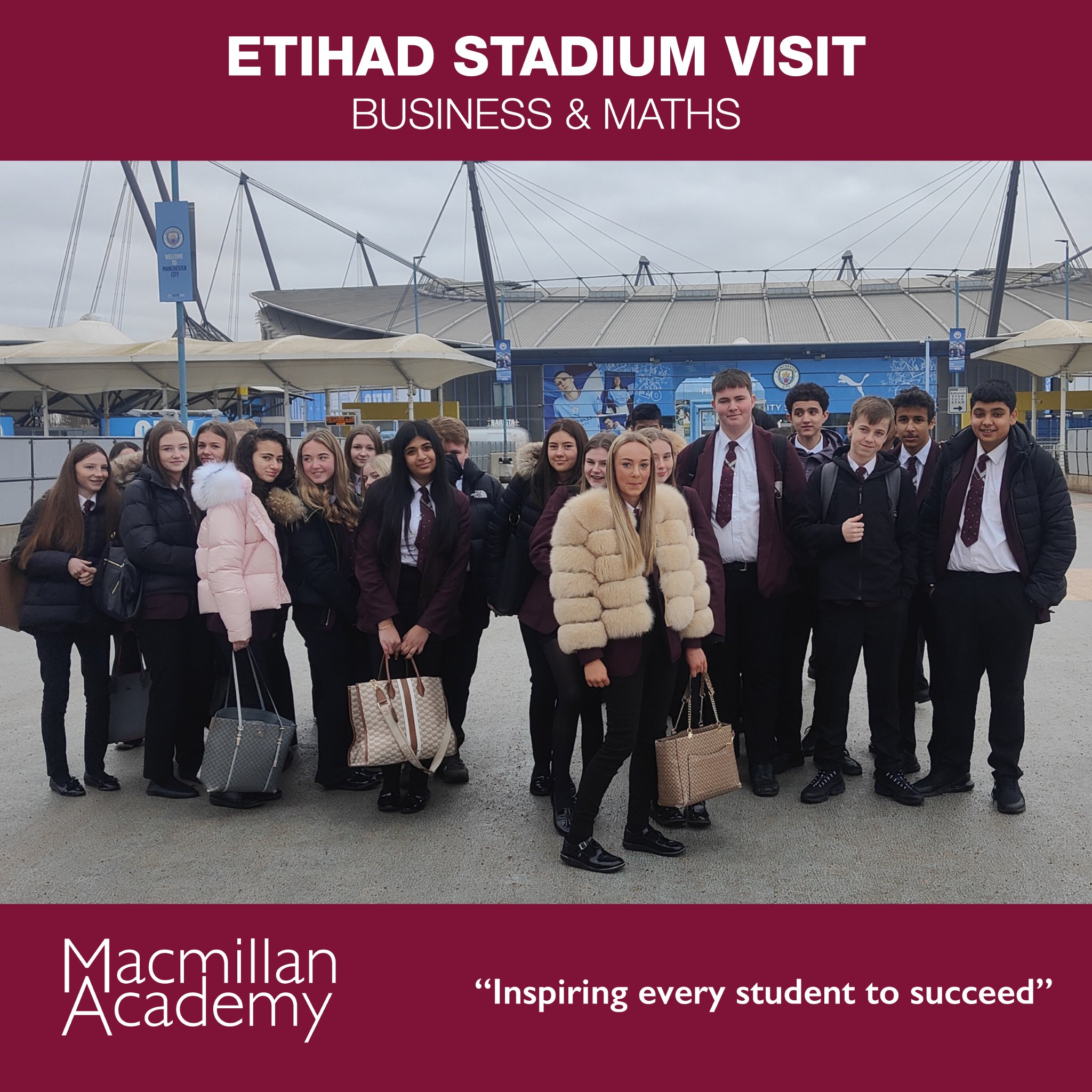 Macmillan Academy on Twitter: "Year 10 Visit Manchester City Football Club Around 40 students ...