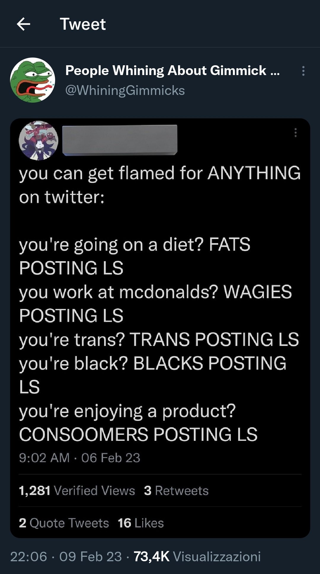 Gimmick Accounts Being Annoying Posting Ls On Twitter Nah Thats
