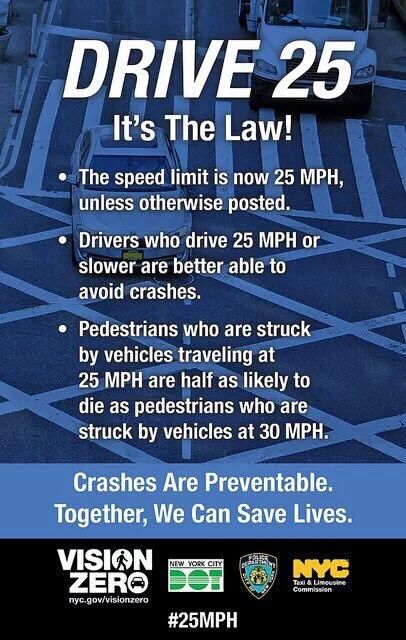 NYPD 90th Precinct on Twitter: "NYC's speed limit is 25 MPH, unless otherwise posted. Please be ...
