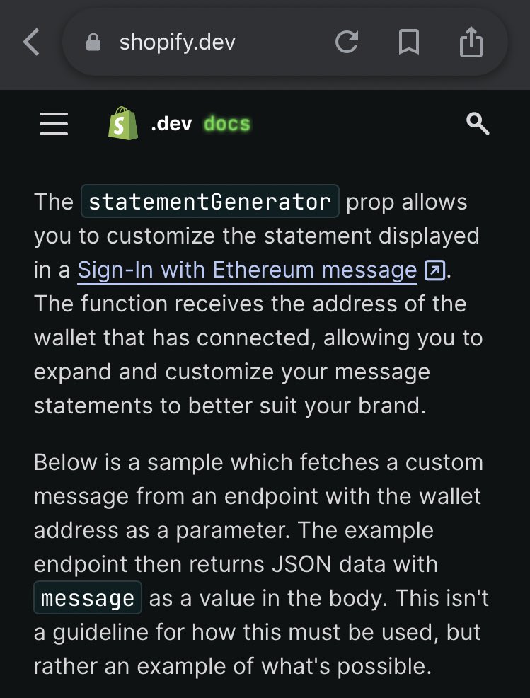 sadaf.eth on Twitter: "Gm! @Shopify integrated @signinwitheth https://t.co/uB16pOFlVy" / Twitter