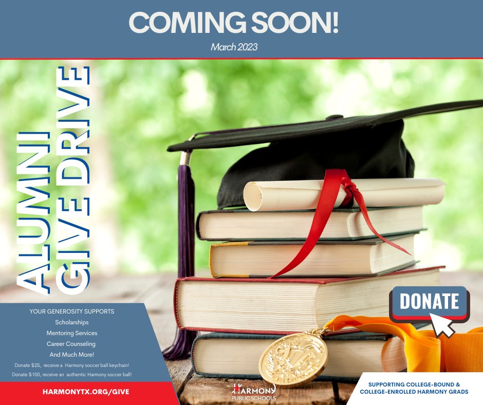 Harmony Public Schools on Twitter: "COMING SOON! The Harmony Alumni Give Drive is coming March ...