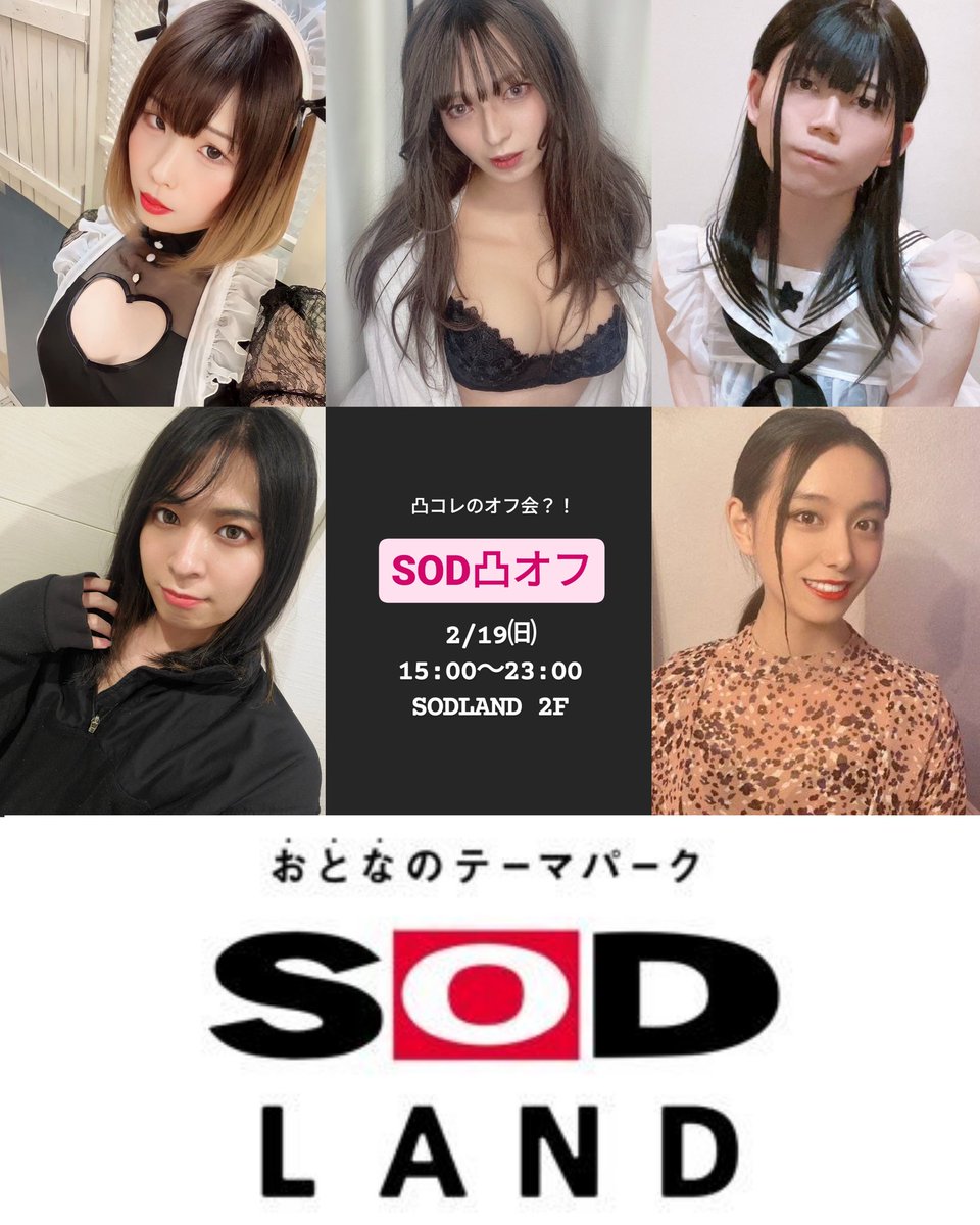 暁ヒカル on Twitter: "RT @kikaku_shindo3: 2/19㈰『SOD凸オフ』 15:00～23:00 @ SODLAND 2F 凸コレオフ会！まったりのんびり呑み ...
