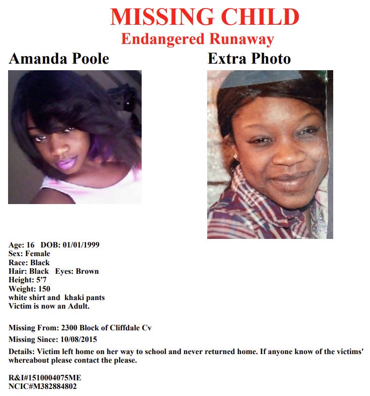 Memphis Police Dept On Twitter Have You Seen Amanda Poole Report