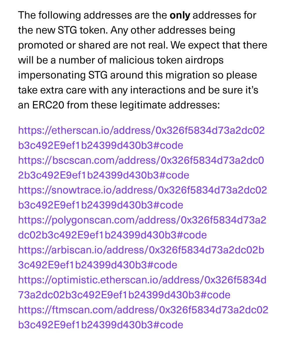 CryptoDuck.bnb on Twitter: "แจ้งข่าว: $STG จาก @StargateFinance จะเปลี่ยน contracts ใหม่นะครับ ...