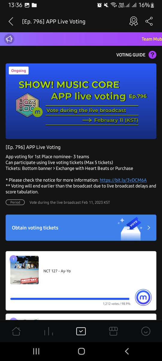 A || (｡ ‿ ｡) (ᓀ‸ᓂ) on Twitter: "RT @infoteam127: [ ‼️ LIVE VOTING MUSIC CORE] NCT 127 menjadi ...