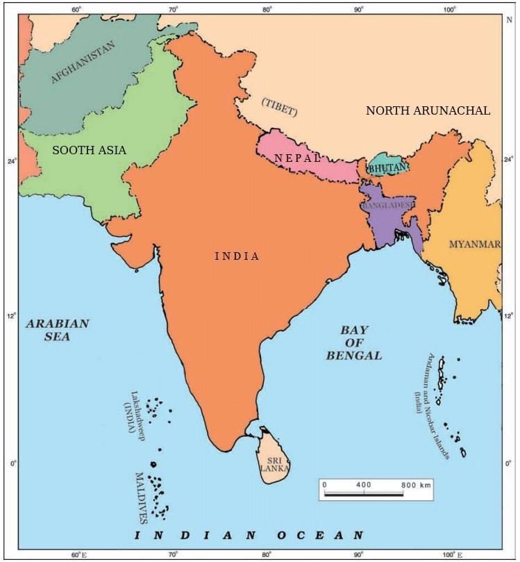 India Political Map Outline With Neighbouring Countries