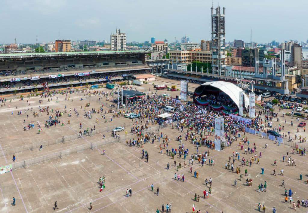 11:00 AM 🕚 Nigerian Time Peter obi rally at TBS in Lagos. Buses ...