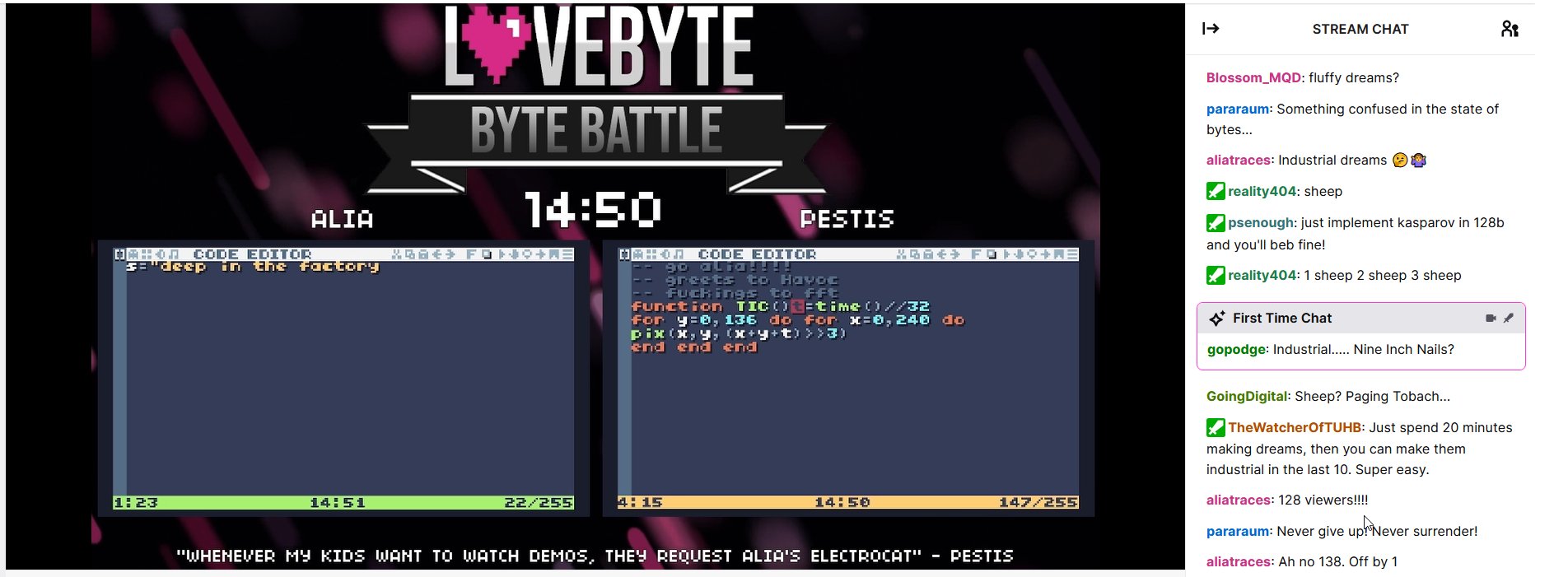 lovebyteparty on Twitter: "Another bytebattle is on, Alia v.s. Pestis, but this time - They have ...
