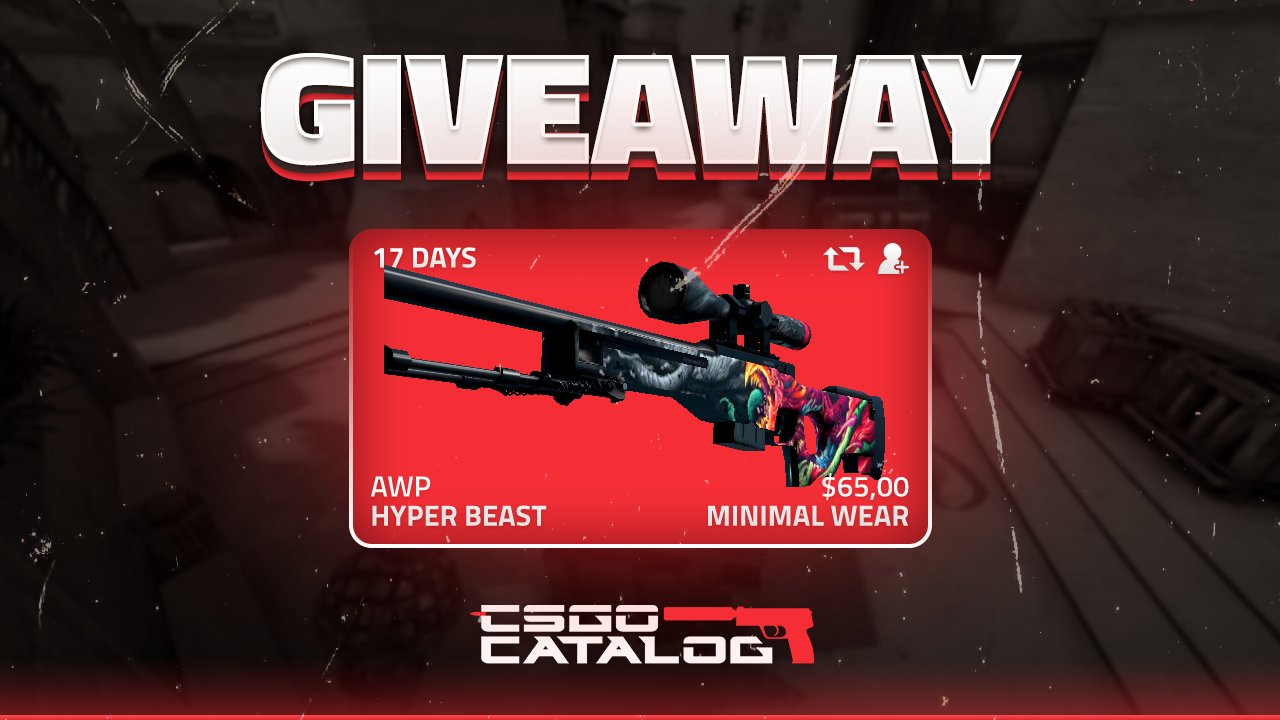 CSGOCatalog on Twitter: "#CSGOGiveaway on🎉AWP | HYPER BEAST 🎉 💰$65 To entry: Follow us & Retweet ...