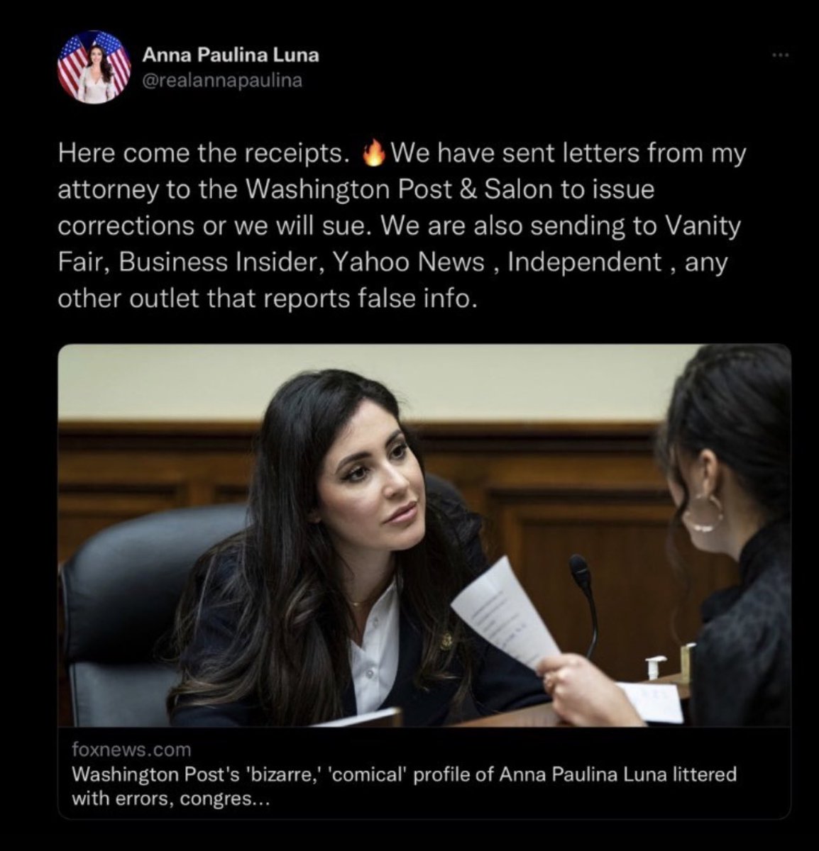 Sosuume ๐ป On Twitter Rt Patriottakes Anna Paulina Luna Is Threatening To Sue The Media