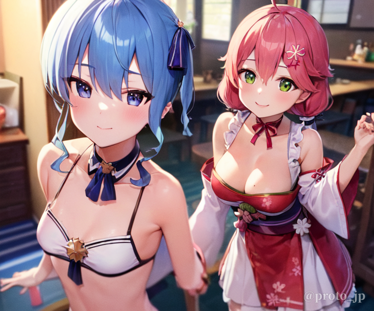 PROTO@AiArt on Twitter: "みこめっと 2ショット #AIart #AIイラスト #ホロライブ #hololive #miComet #miko_Art #星街すいせい ...