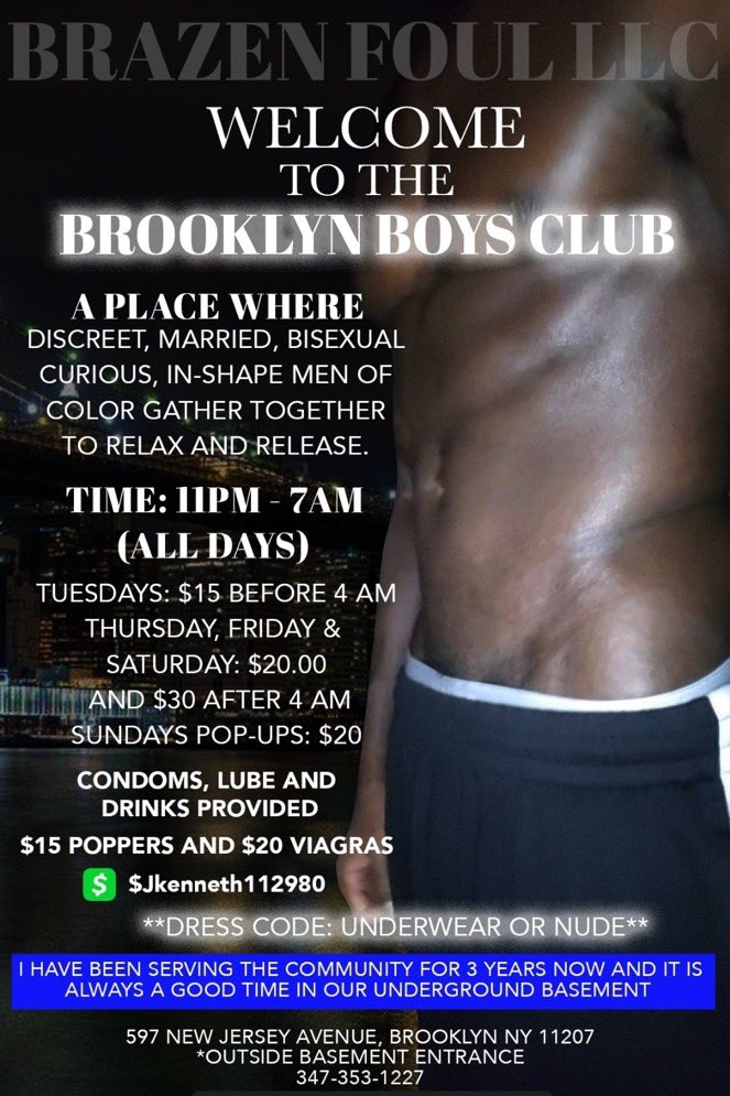 GaySexNYC on Twitter: "🔥NEXT WEEKS NYC GAY SEX PARTIES From Brooklyn Boys Club, 597 New Jersey ...