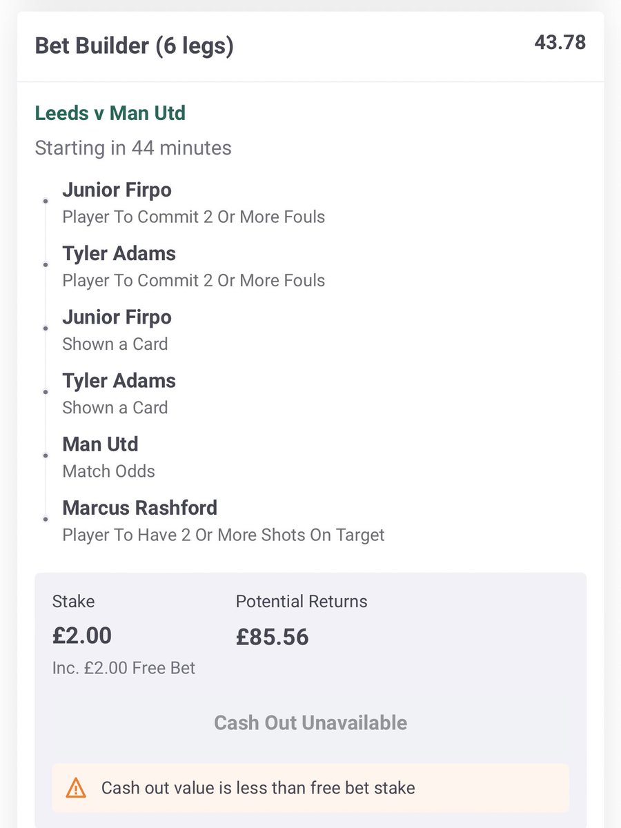 Lord Football Tips on Twitter: "Leeds v Manchester Utd Bet Builders Bet #1 - £2 Paddy Power free ...