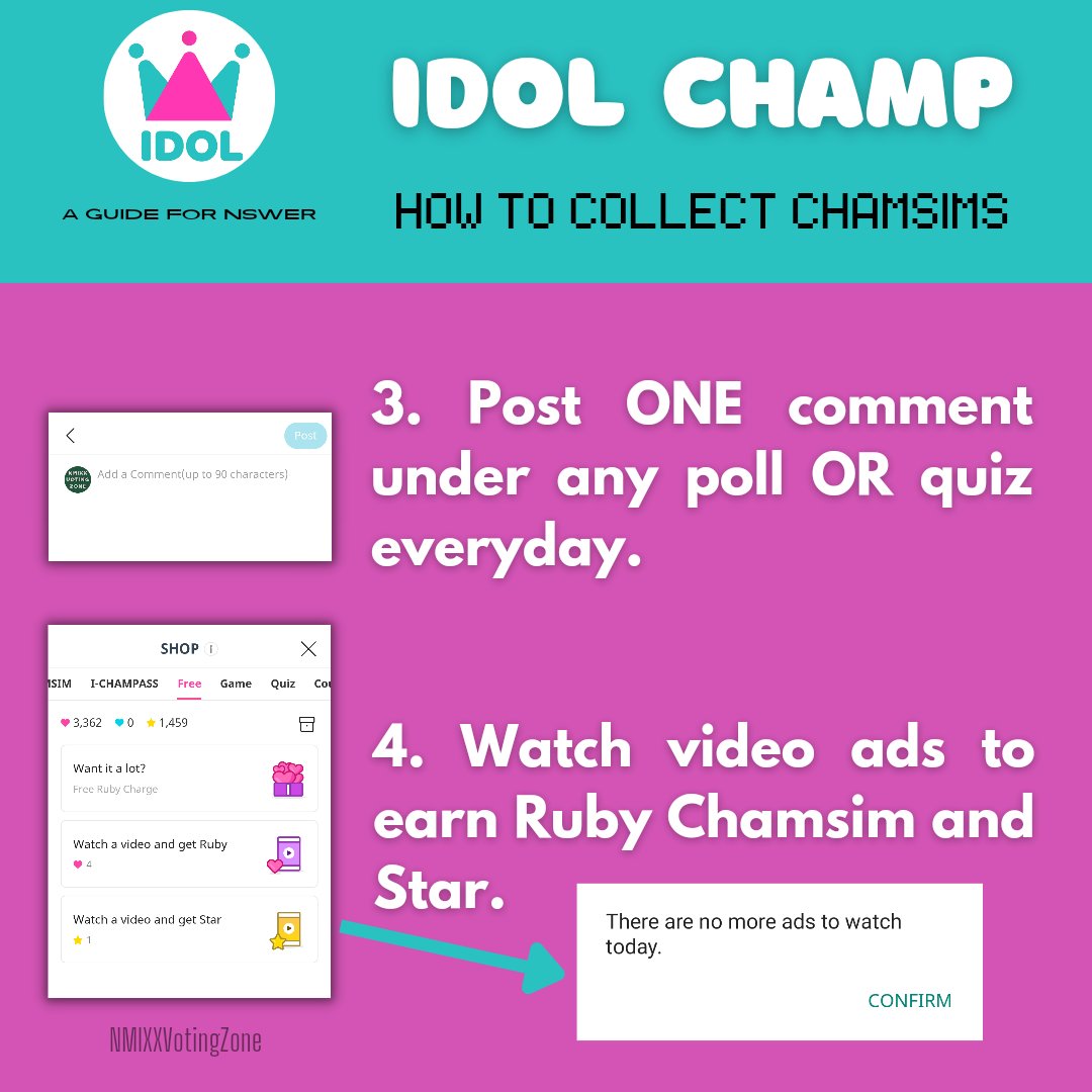NVZ 🗳 on Twitter: "[🗳] IDOL CHAMP VOTING GUIDE — How to collect Chamsims = Ruby Chamsim 💙 = Time ...