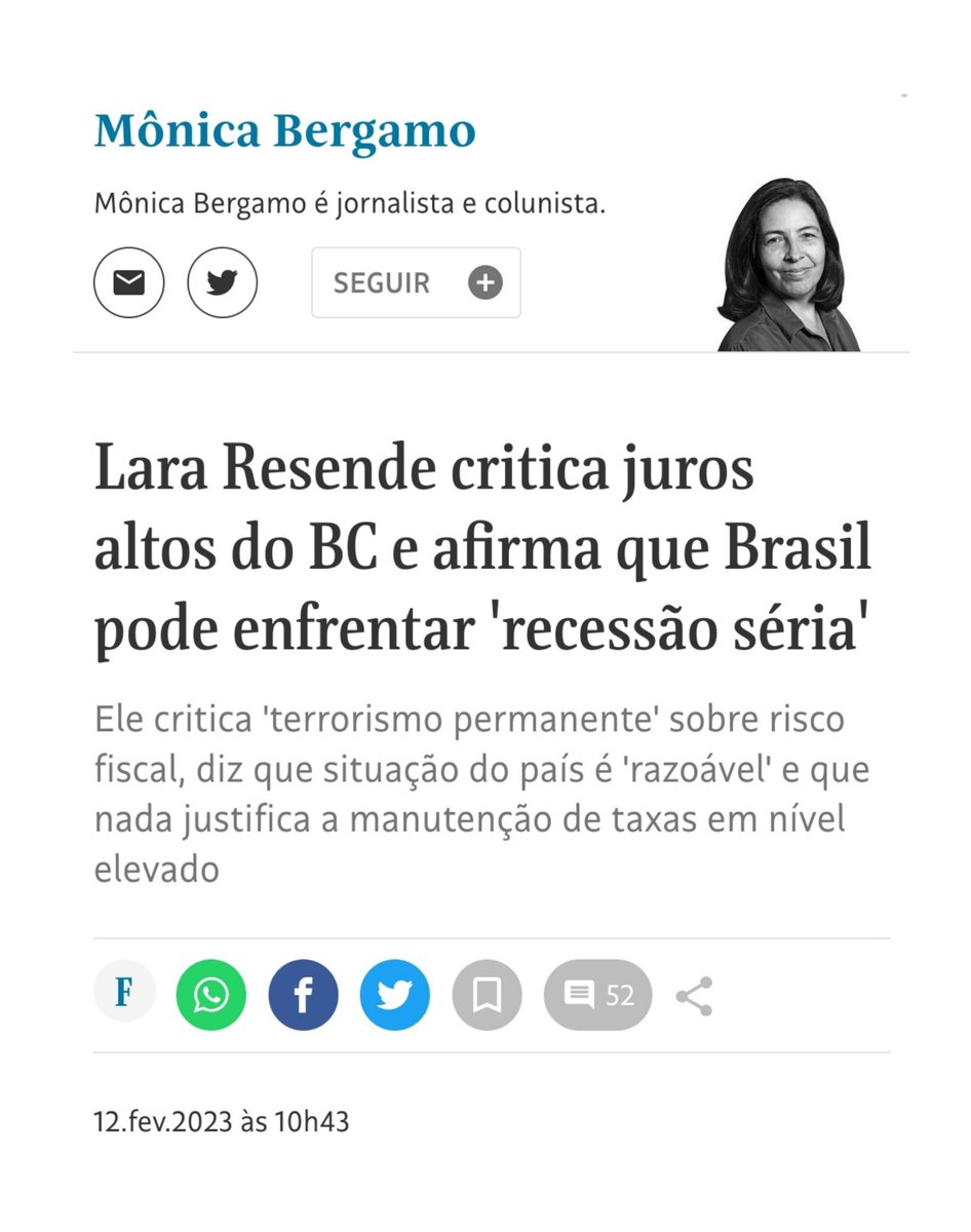 maria Gilda on Twitter: "RT @lazarorosa25: Lara Resende critica juros altos do BC e afirma que ...