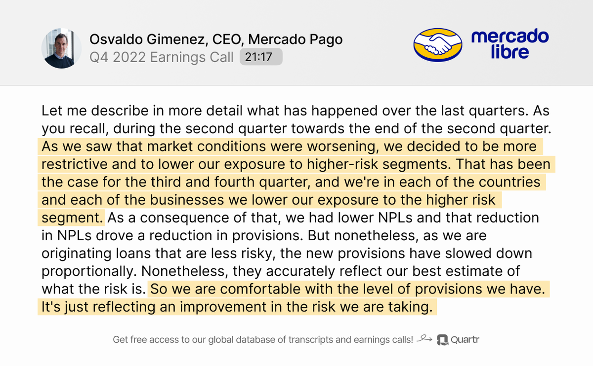 We have curated 15 key quotes from $MELI's recent earnings call🧵 It ...