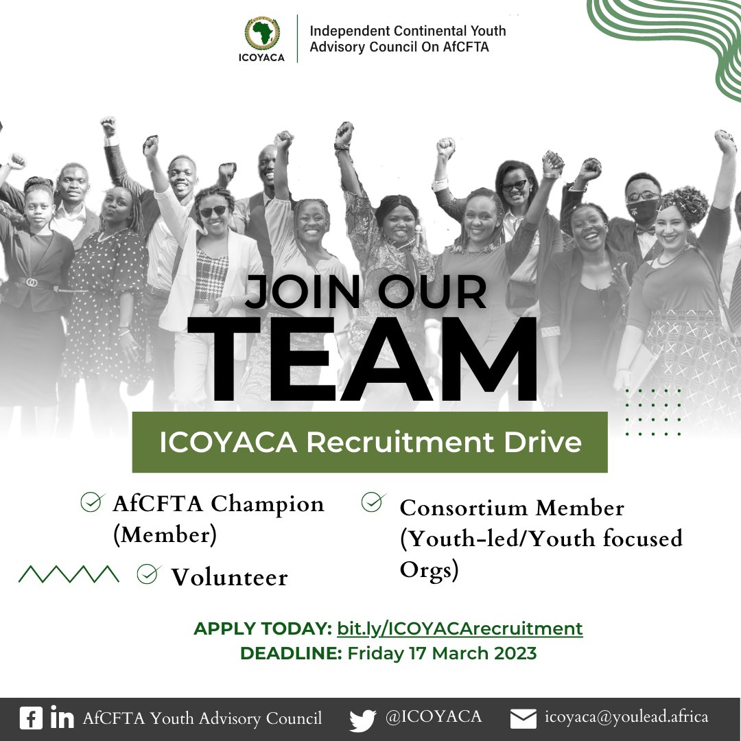 AfCFTA Youth Advisory Council on Twitter: "JOIN OUR TEAM!!! Are you one of the following: 1 ...