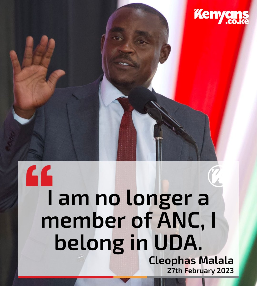 Kenyans.co.ke on Twitter: "Cleophas Malala decamps from ANC to UDA Party"