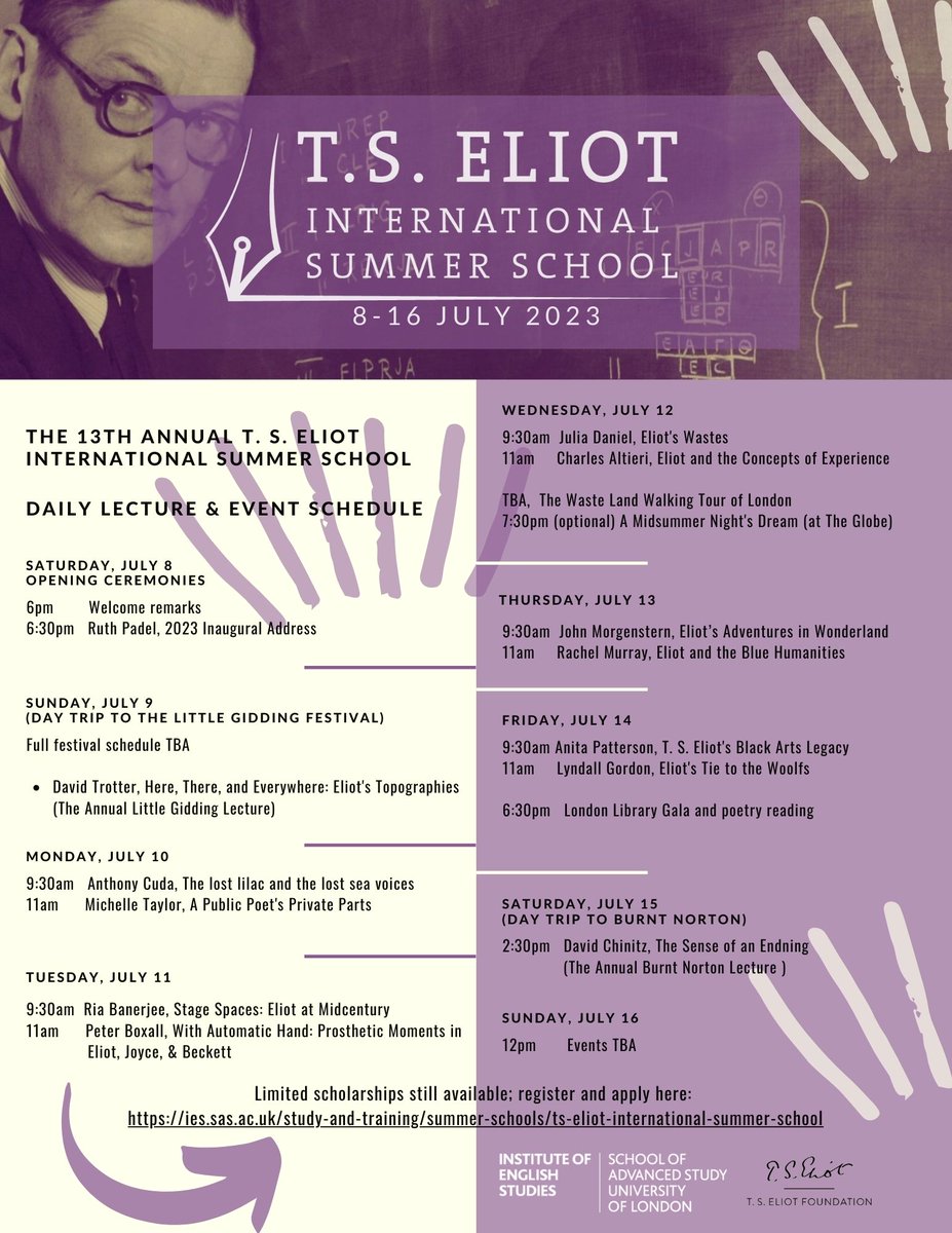 T. S. Eliot Summer School on Twitter: "First glimpse of the programme for July 2023! How ...