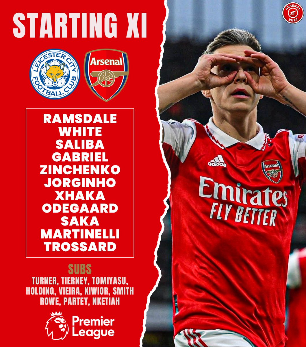 Arsenal Buzz on Twitter: "📋| #Arsenal starting XI vs Leicester City is OUT Martinelli-Trossard ...