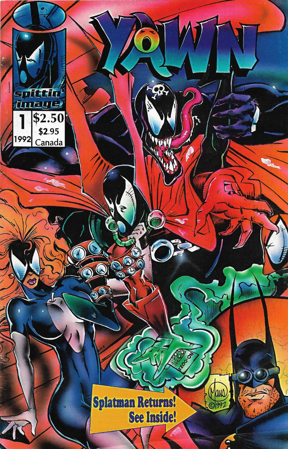 Daily Spawn Archive on Twitter: "Spawn gets parodied in Yawn #1 (1992). Art by @billmausart # ...