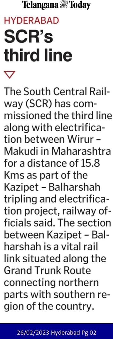 South Central Railway on Twitter: "SCR's third line @RailMinIndia @AshwiniVaishnaw @TelanganaToday"