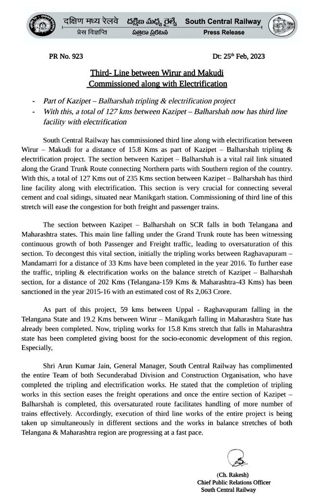 South Central Railway on Twitter: "Enhancing Speed & Connectivity! South Central Railway has ...