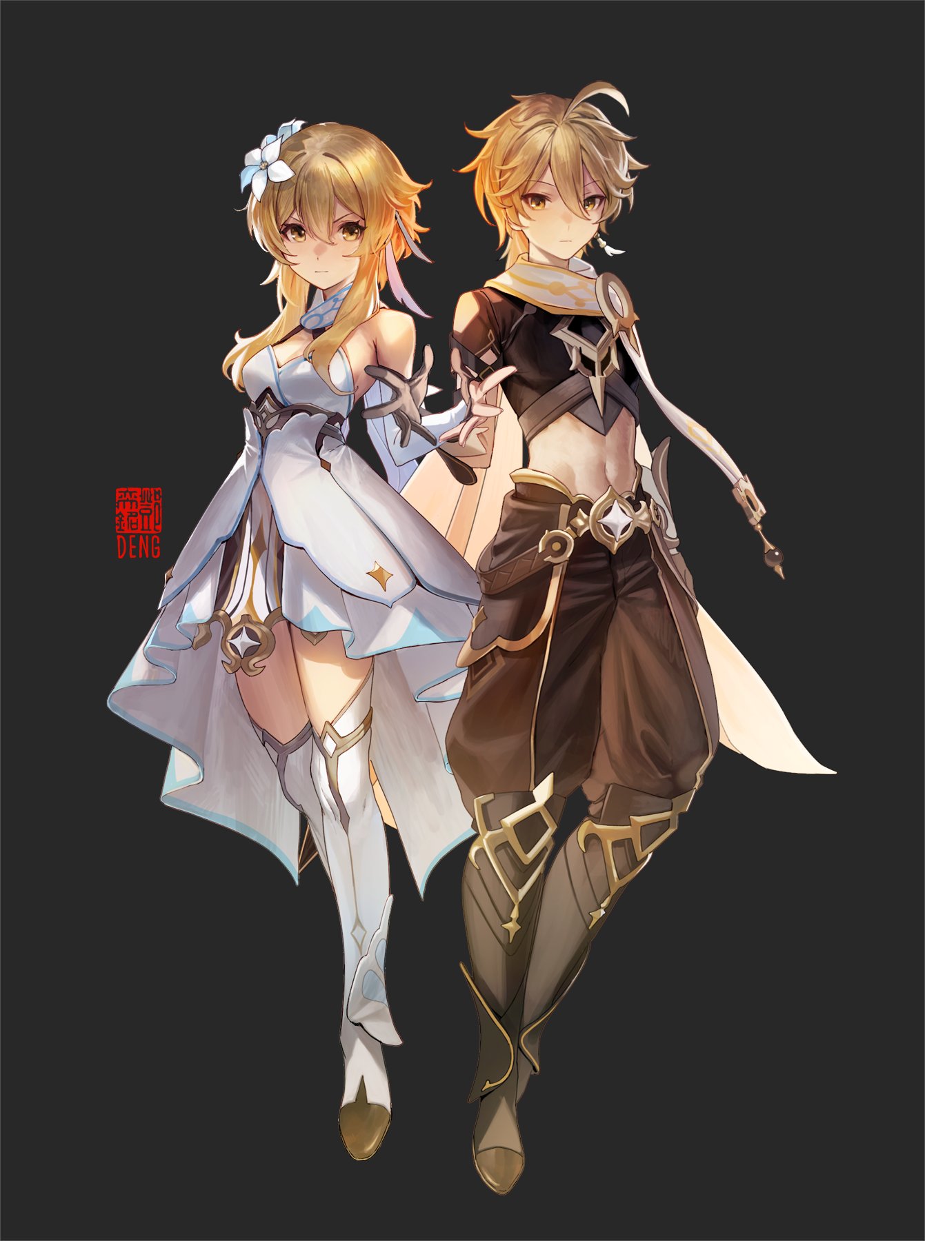 Daniel Deng 邓奕铭 on Twitter: "Aether and Lumine #GenshinImpact #原神 https://t.co/9SeEZlS2Pp" / Twitter