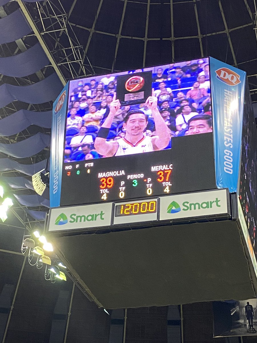 LOOK: Meralco’s Cliff Hodge is presented an award by the PBA for ...