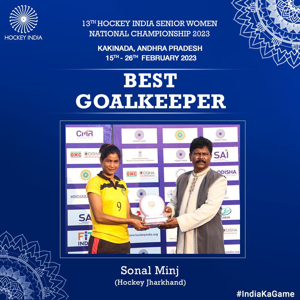 Hockey India on Twitter: "Best Goalkeeper- Sonal Minj (Hockey Jharkhand) Best Defender ...