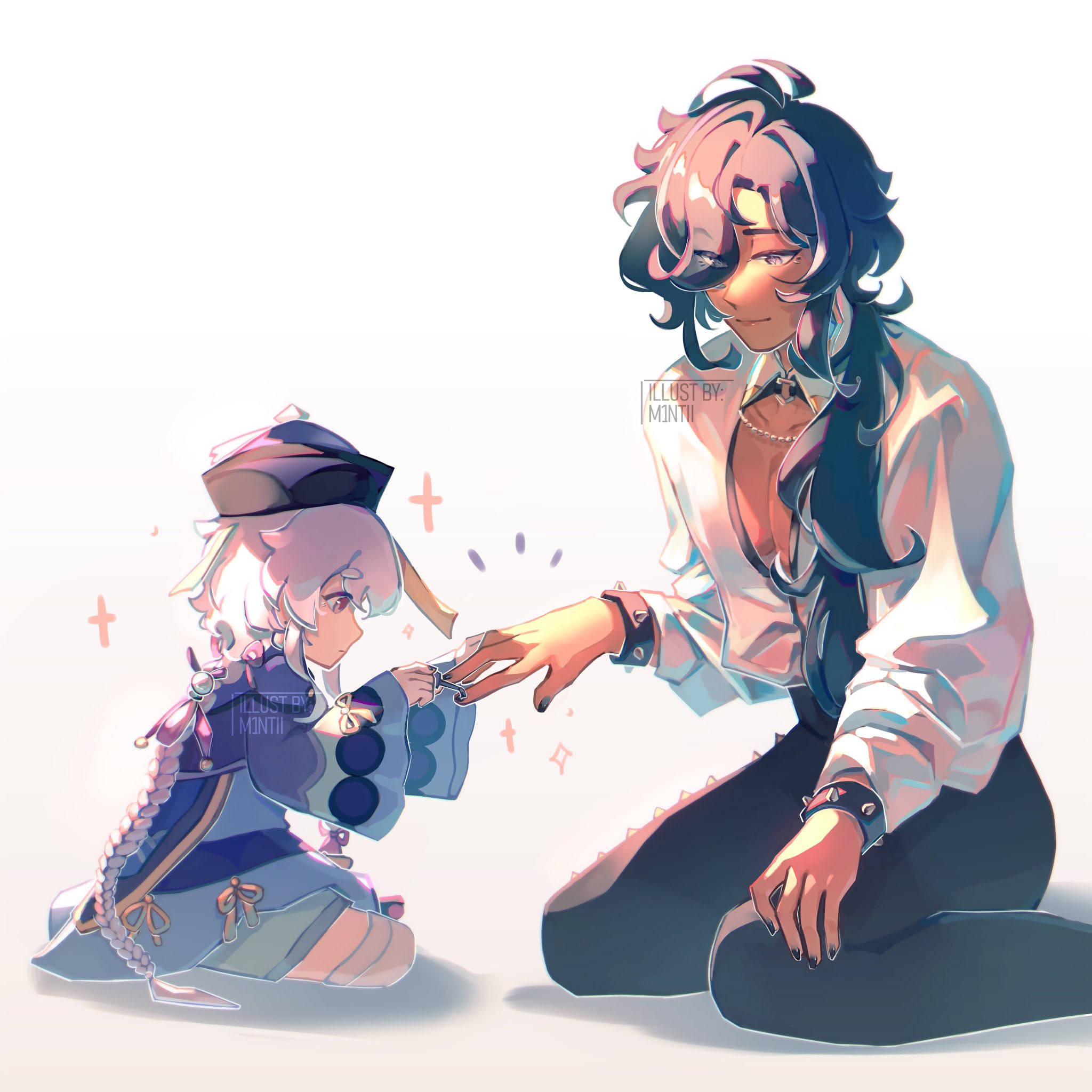 mildly icky natal teeth on Twitter: "hc that qiqi paints kaeya’s nails #kaeya #qiqi https://t.co ...